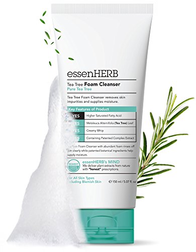 ESSENHERB TEA TREE FOAM CLEANSER, Creates a Creamy Foam that Soothes and Moisturizes, For All Skin Types Including Blemishes. (150ML)