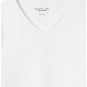 Amazon Essentials Men's Regular-Fit Short-Sleeve V-Neck T-Shirt, Pack of 2, White, Medium