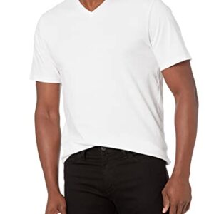 Amazon Essentials Men's Regular-Fit Short-Sleeve V-Neck T-Shirt, Pack of 2, White, Medium