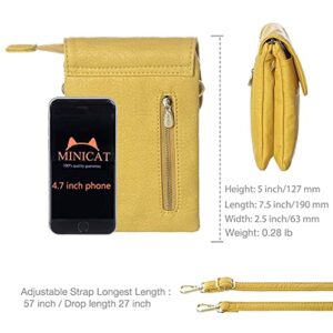 MINICAT Roomy Pockets Series Small Crossbody Bags Cell Phone Purse Wallet for Women(Mustard Yellow)