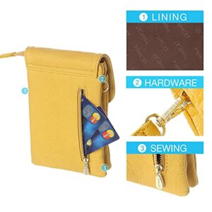 MINICAT Roomy Pockets Series Small Crossbody Bags Cell Phone Purse Wallet for Women(Mustard Yellow)