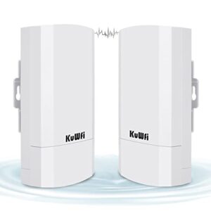 kuwfi 2-pack 300mbps wireless bridge, wireless outdoor cpe wifi bridge kit point to point wireless access point 2.4g internet bridge 1km transmission distance solution for ptp/ptmp(pre-program)