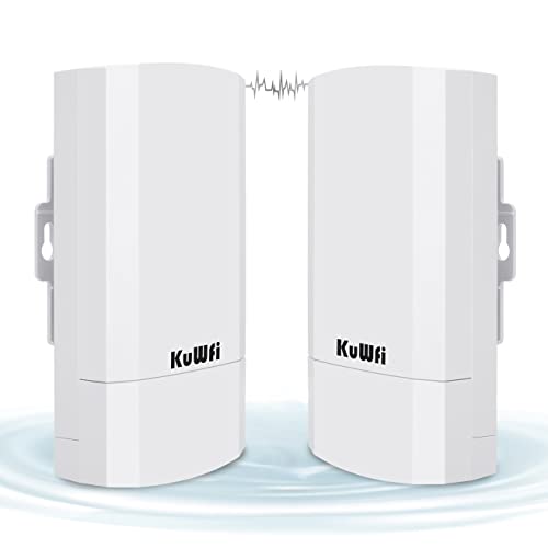 KuWFi 2-Pack 300Mbps Wireless Bridge, Wireless Outdoor CPE WiFi Bridge Kit Point to Point Wireless Access Point 2.4G Internet Bridge 1KM Transmission Distance Solution for PTP/PTMP(Pre-Program)