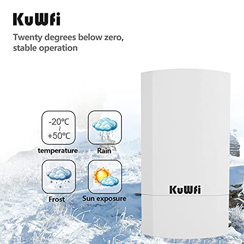 KuWFi 2-Pack 300Mbps Wireless Bridge, Wireless Outdoor CPE WiFi Bridge Kit Point to Point Wireless Access Point 2.4G Internet Bridge 1KM Transmission Distance Solution for PTP/PTMP(Pre-Program)