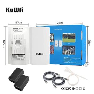 KuWFi 2-Pack 300Mbps Wireless Bridge, Wireless Outdoor CPE WiFi Bridge Kit Point to Point Wireless Access Point 2.4G Internet Bridge 1KM Transmission Distance Solution for PTP/PTMP(Pre-Program)