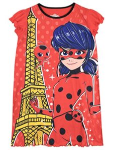 miraculous ladybug girls' lady bug nightdress size 7 red