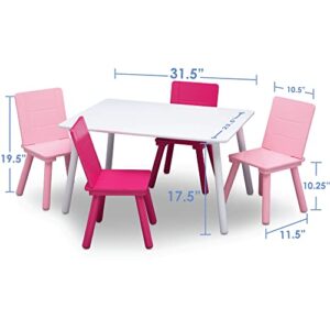 Delta Children Kids Table and Chair Set (4 Chairs Included) - Ideal for Arts & Crafts, Snack Time, Homeschooling, Homework & More - Greenguard Gold Certified, White/Pink