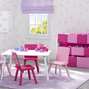 Delta Children Kids Table and Chair Set (4 Chairs Included) - Ideal for Arts & Crafts, Snack Time, Homeschooling, Homework & More - Greenguard Gold Certified, White/Pink