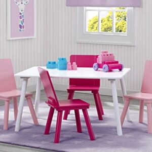 Delta Children Kids Table and Chair Set (4 Chairs Included) - Ideal for Arts & Crafts, Snack Time, Homeschooling, Homework & More - Greenguard Gold Certified, White/Pink