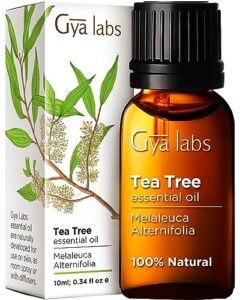 gya labs pure australian tea tree oil for skin, face & toenails (0.34 fl oz) - 100% therapeutic natural melaleuca essential oil for piercings, scalp & hair growth