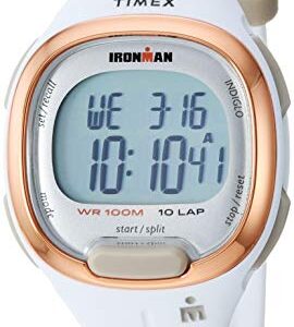 Timex Women's TW5M19900 Ironman Transit Mid-Size White/Rose Gold-Tone Resin Strap Watch