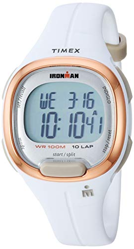 Timex Women's TW5M19900 Ironman Transit Mid-Size White/Rose Gold-Tone Resin Strap Watch