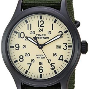 Timex Men's TW4B15500 Expedition Scout 40mm Green/Black/Cream Nylon Slip-Thru Strap Watch