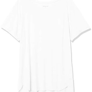 Amazon Essentials Women's Studio Relaxed-Fit Lightweight Crewneck T-Shirt (Available in Plus Size), White, Medium