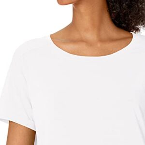 Amazon Essentials Women's Studio Relaxed-Fit Lightweight Crewneck T-Shirt (Available in Plus Size), White, Medium