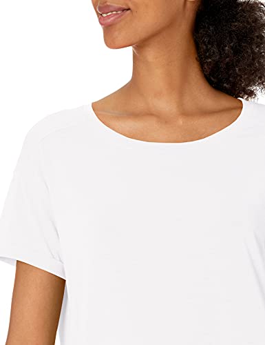 Amazon Essentials Women's Studio Relaxed-Fit Lightweight Crewneck T-Shirt (Available in Plus Size), White, Medium