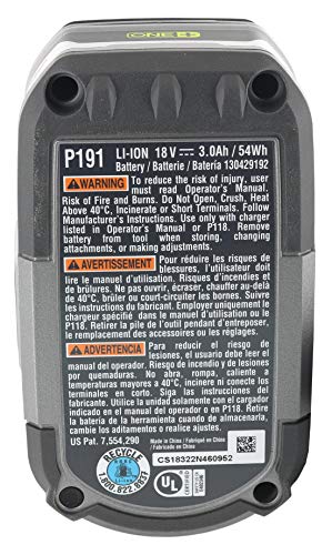 Ryobi P191 3.0 Amp Hour High Capacity Lithium Ion Battery w/ Cold Weather Performance and LED Power Indicator (Charger Not Included / Battery Only)