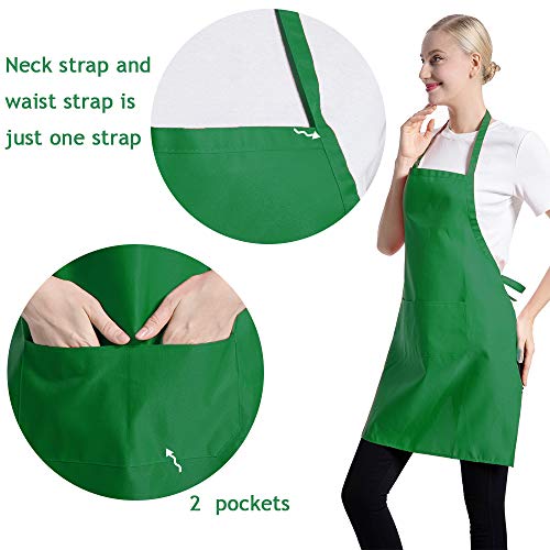 TSD STORY Total 15 PCS Mixed Plain Color Bib Aprons Bulk for Women Men Adult with 2 Front Pockets Chef Cooking Painting Baking(12colours ,15pcs)