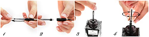 Dryden Designs Fountain Pen - Medium and Fine Nibs | Includes 24 Ink Cartridges and Ink Refill Converter | Calligraphy Pen, Consistent Writing, Smooth Look - Royal Red