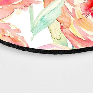 Peach Peony Circle Mouse Pad - Mousepad - Coworker Teacher Gift - Floral Print - Watercolor Flowers