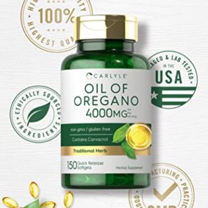 Carlyle Oregano Oil Extract | Max Potency | 150 Softgel Capsules | Non-GMO and Gluten Free Formula | Contains Carvacrol