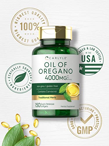 Carlyle Oregano Oil Extract | Max Potency | 150 Softgel Capsules | Non-GMO and Gluten Free Formula | Contains Carvacrol