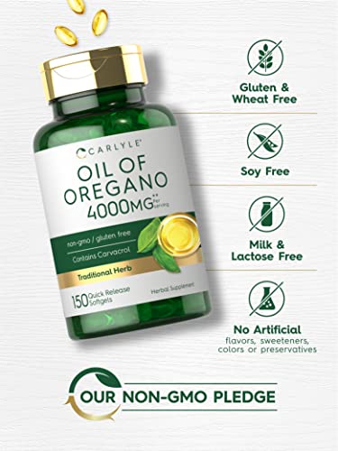 Carlyle Oregano Oil Extract | Max Potency | 150 Softgel Capsules | Non-GMO and Gluten Free Formula | Contains Carvacrol