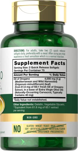 Carlyle Oregano Oil Extract | Max Potency | 150 Softgel Capsules | Non-GMO and Gluten Free Formula | Contains Carvacrol