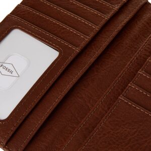 Fossil Women's Logan Leather Wallet RFID Blocking Tab Clutch, Brown (Model: SL7830200)