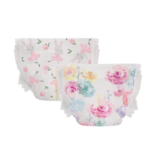 The Honest Company Clean Conscious Diapers | Plant-Based, Sustainable | Rose Blossom + Tutu Cute | Club Box, Size 1 (8-14 lbs), 80 Count