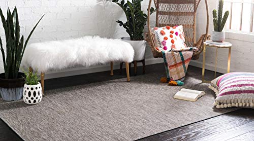 Unique Loom Outdoor Patio Collection Modern Casual Indoor and Outdoor Transitional Indoor and Outdoor Flatweave Gray Area Rug (7' 5 x 10' 0)