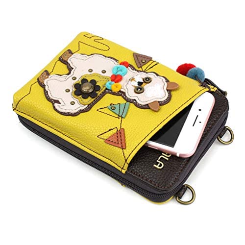 CHALA Wallet Crossbody Cell Phone Purse-Women Faux Leather Multicolor Handbag with Adjustable Strap - Llama Mustard