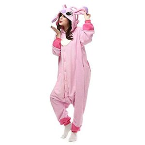 stitch onesie halloween costumes plush one piece cosplay, pink, size large