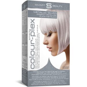 metallic silver hair dye | stylish silver toner for bleached hair | demi permanent hair color | added plex hair anti-breakage technology | smart beauty hair color