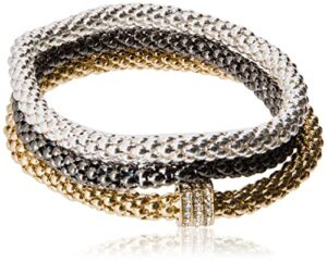 nine west women's tri tone stretch bracelet 3 piece set