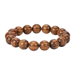 anzhongli Prayer Beads Bracelet 12MM for Men and Women Beaded Bracelet Sandalwood Elastic(12mm 17 beads Tiger skin)