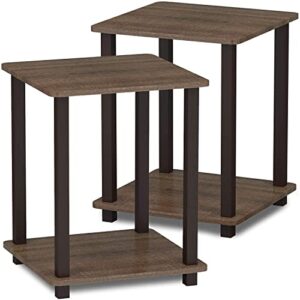 furinno simplistic set of 2 end table, walnut/brown