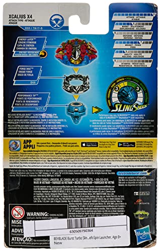 BEYBLADE Burst Turbo Slingshock Xcalius X4 Starter Pack -- Battling Top and Right/Left-Spin Launcher, Age 8+