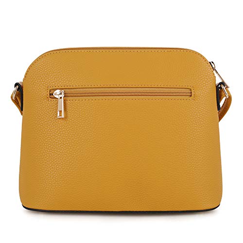 SG SUGU Lunar Lightweight Medium Dome Crossbody Bag Shoulder Bag with Double Tassels | Zipper Pocket | Adjustable Strap|Mustard