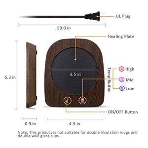 VOBAGA Imitation Wood Grain Coffee Cup Warmer & Mug Warmer for Desk, Electric Cup Beverage Warmer Plate with 3 Temperature Settings for Tea, Water, Cocoa, Milk with Auto Shut Off After 4 Hours