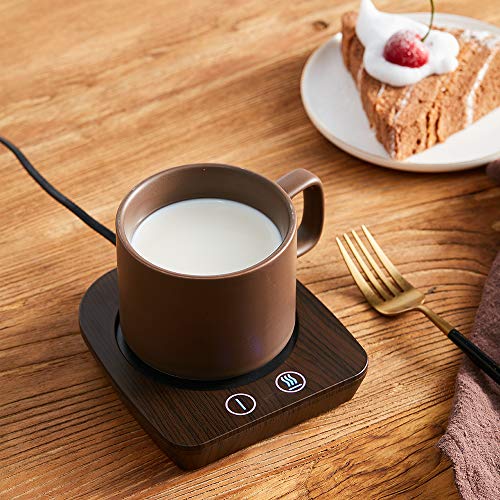 VOBAGA Imitation Wood Grain Coffee Cup Warmer & Mug Warmer for Desk, Electric Cup Beverage Warmer Plate with 3 Temperature Settings for Tea, Water, Cocoa, Milk with Auto Shut Off After 4 Hours