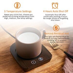 VOBAGA Imitation Wood Grain Coffee Cup Warmer & Mug Warmer for Desk, Electric Cup Beverage Warmer Plate with 3 Temperature Settings for Tea, Water, Cocoa, Milk with Auto Shut Off After 4 Hours