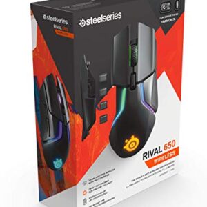 SteelSeries Rival 650 Quantum Wireless Gaming Mouse - Rapid Charging Battery - 12, 000 Cpi Truemove3+ Dual Optical Sensor - Low 0.5 Lift-Off Distance - 256 Weight Configurations - 8 Zone RGB Lighting