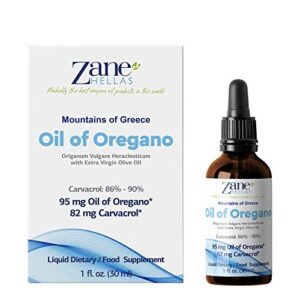 zane hellas 50 % oregano oil. greek essential oil of oregano .86% min carvacrol. 82mg carvacrol per serving. probably the best oregano oil in the world. 1 fl. oz.- 30ml