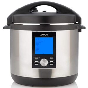 zavor lux lcd 8 quart programmable electric multi-cooker: pressure cooker, slow cooker, rice cooker, yogurt maker, steamer and more - stainless steel (zsell03)