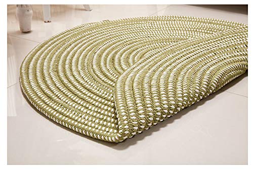 Hand Woven Round Area Rugs Living Room Bedroom Study Computer Chair Cushion Base Mat Round Carpet Lifts Basket Swivel Chair Pad Coffee Table Rug(2' Round, Green)