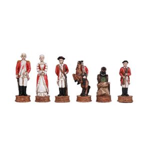 US Revolution War Chess Set with 17" x 17" Glass Board