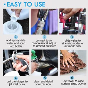 Fochutech Car Cleaning Kit, Car Detailing Kit Cleaning Gun Works with Air Compressor, Pro Auto Detailing Supplies Automotive Interior Deep Clean Stain Remover for Upholstery Carpet Seat Headliner