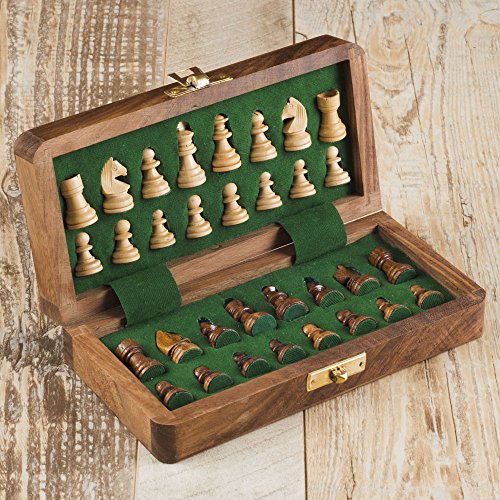 Rusticity® Chess Set Wood | Chess Set Magnetic, Chess Sets with Folding Board | Handmade | 10x10 in