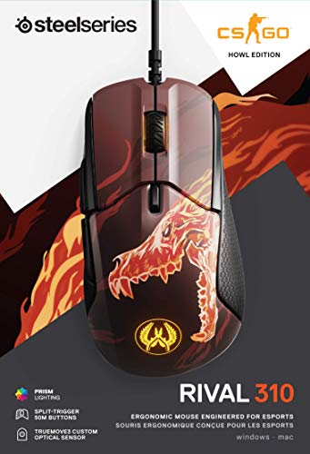 SteelSeries Rival 310 CS:GO Howl Edition Gaming Mouse - 12,000 CPI TrueMove3 Optical Sensor - Split-Trigger Buttons - RGB Lighting